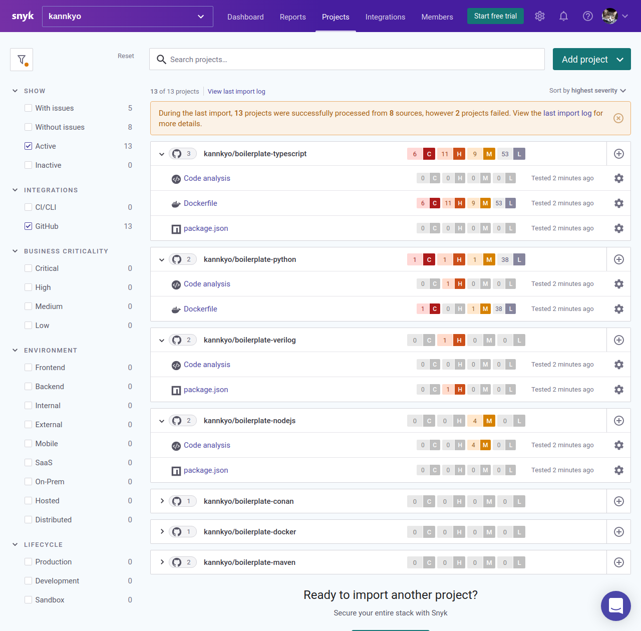 Snyk無償版を使ってみた #Security - Qiita