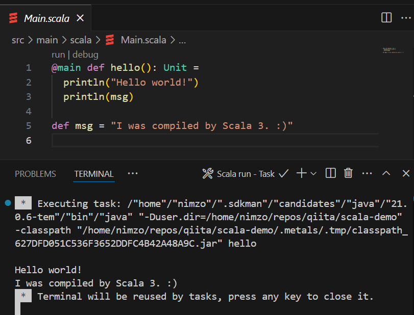 WSL+Coursier+VSCode で Scala の開発環境を構築する #sbt - Qiita