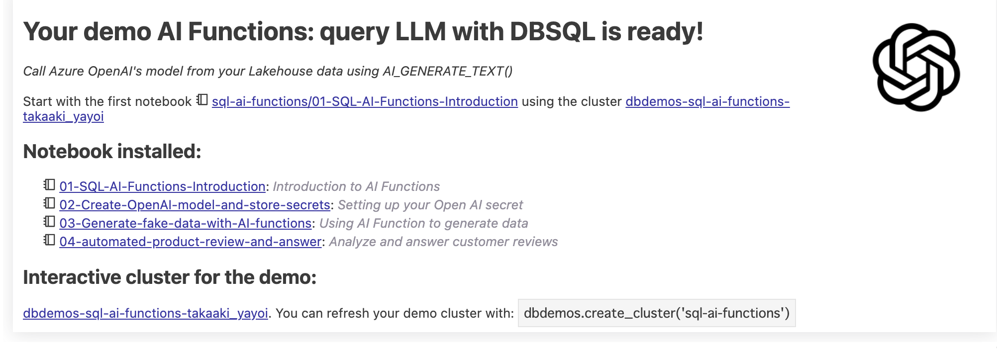 Sqlからllmを活用できるdatabricksのai Functionsのウォークスルー Databrickssql Qiita 