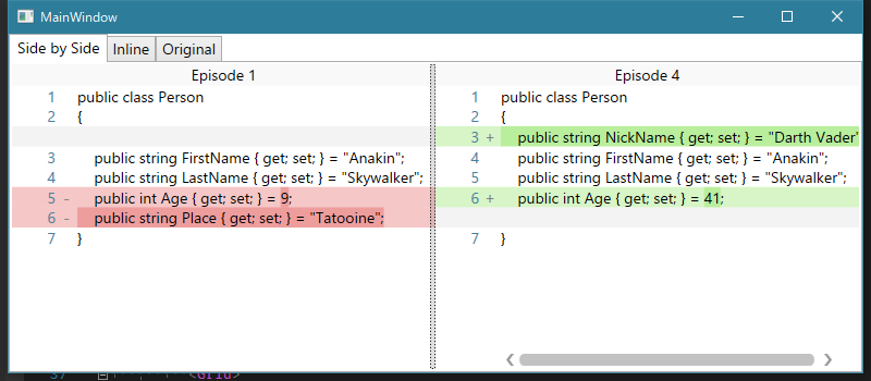 WPFでGitのDiffっぽい差分表示をするDiffPlexライブラリ。～あるいは、あるジェダイの変遷 #C# - Qiita