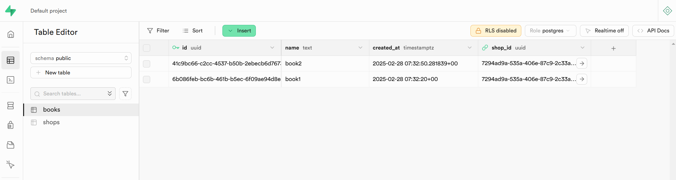 Supabase を基本から一歩づつ理解する（Database編） #Docker - Qiita