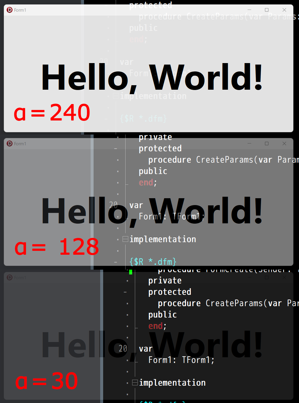 [Delphi] 半透明でクリックを透過するウィンドウの作り方 #Win32API - Qiita