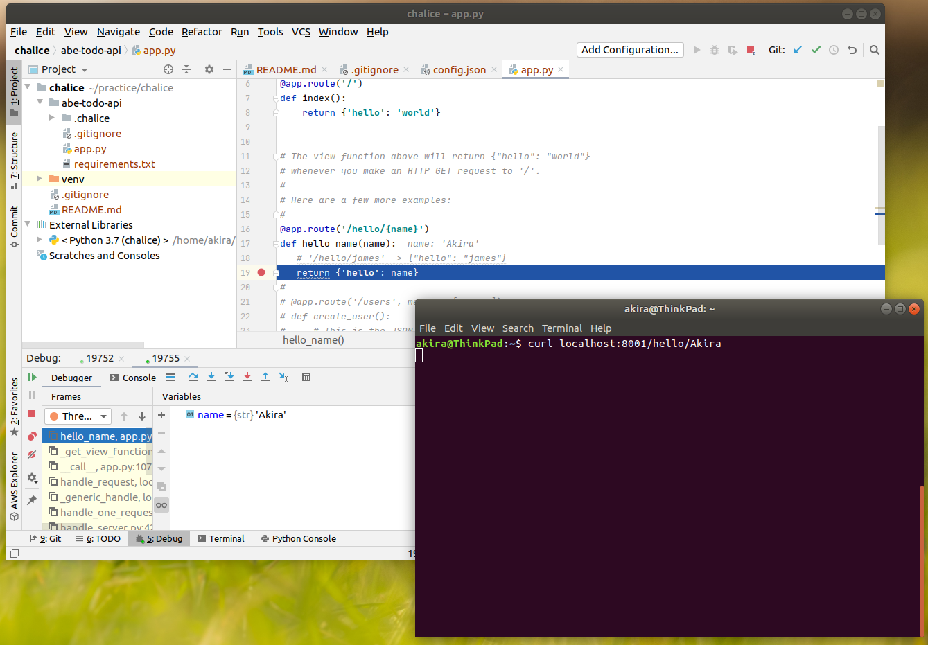 AWS ChaliceをPyCharmでローカルデバッグ実行する #lambda - Qiita