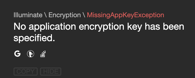 【Laravel8】envにAPP_KEYが設定されているのに「No application encryption key has been specified.」のエラーが表示される時の対応 ...