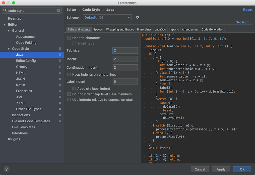 IntelliJ IDEA でインデントの設定 (Code Style) ＆ ソースコード整形 (Reformat code) #IntelliJ - Qiita
