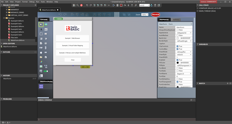twinBASICの統合環境(IDE)による開発 #VisualBasic - Qiita
