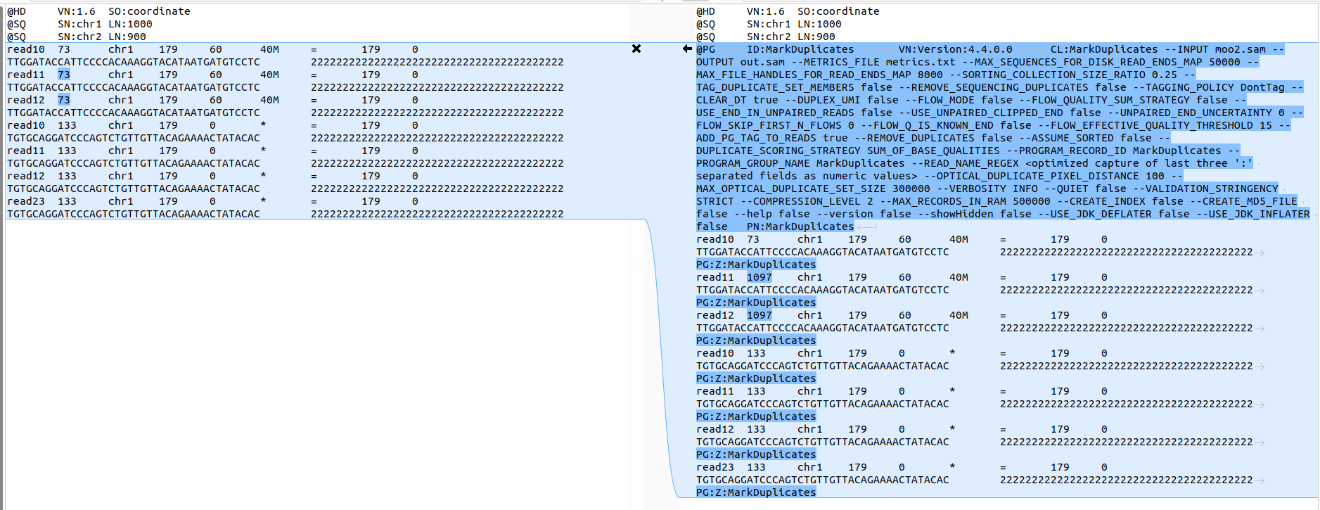 ほんで結局のところ GATK MarkDuplicates ってなにしてるの？ → Flagを変更しているようだ ...