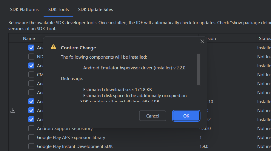 Androidエミュレータ起動エラー「StartService はエラー 4294967201 により失敗しました」「ControlService FAILED 1062」「Android ...