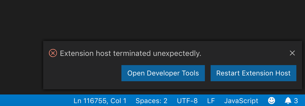 Visual Studio Code が "Extension host terminated unexpectedly."といって操作できなくなることへの対処 #VSCode - Qiita