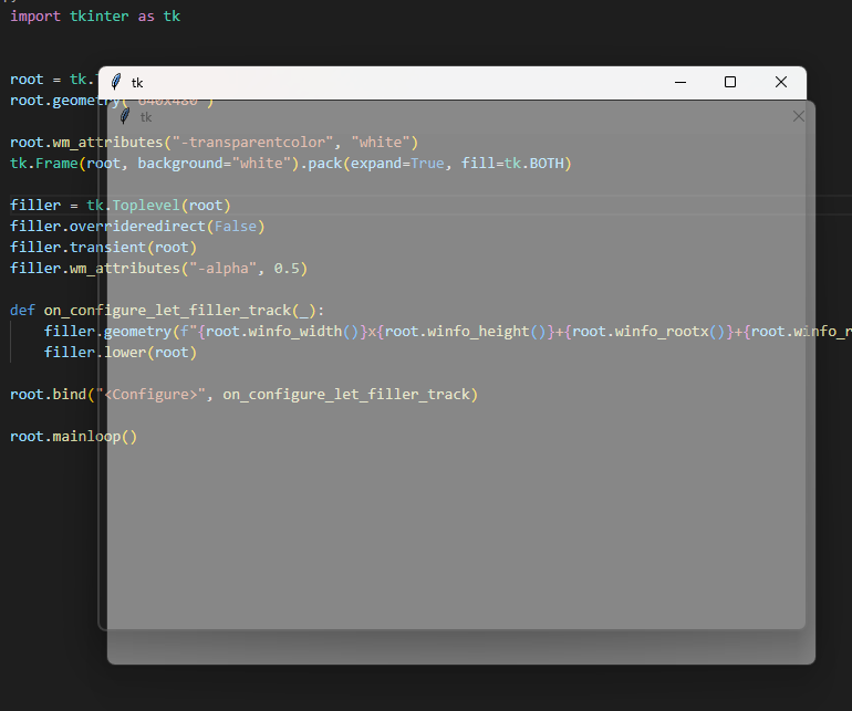 Tkinterで透明なウィンドウを作り、クリックは背後のウィンドウに流さない #Python - Qiita