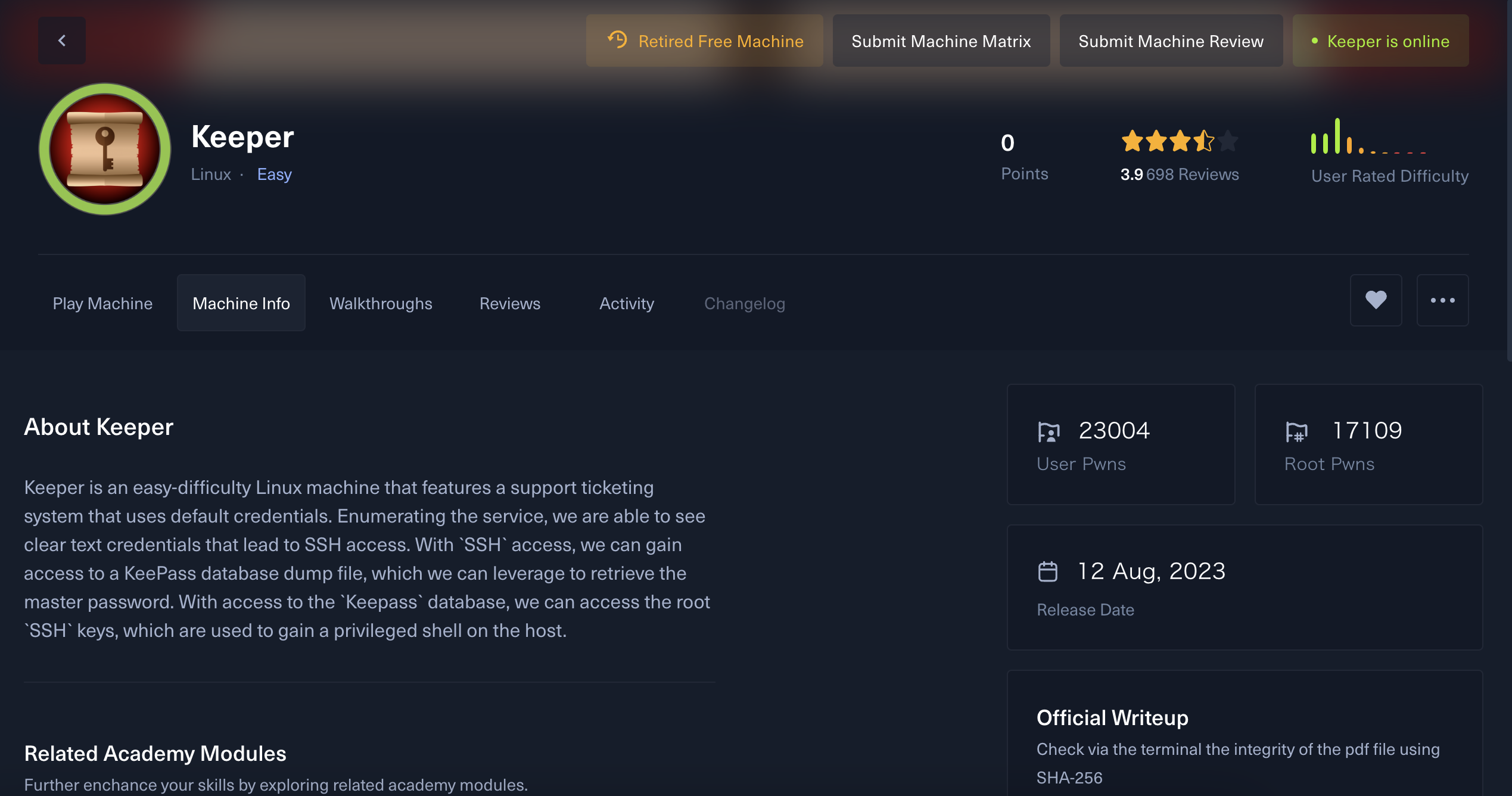 HackTheBox Keeper WriteUp #初心者 - Qiita