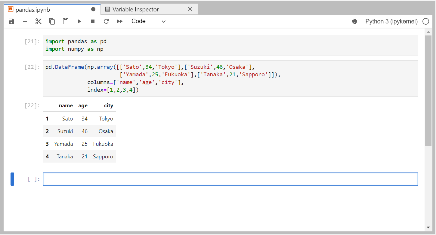 Python Pandas基礎① -DataFrameとSeries- #Python - Qiita