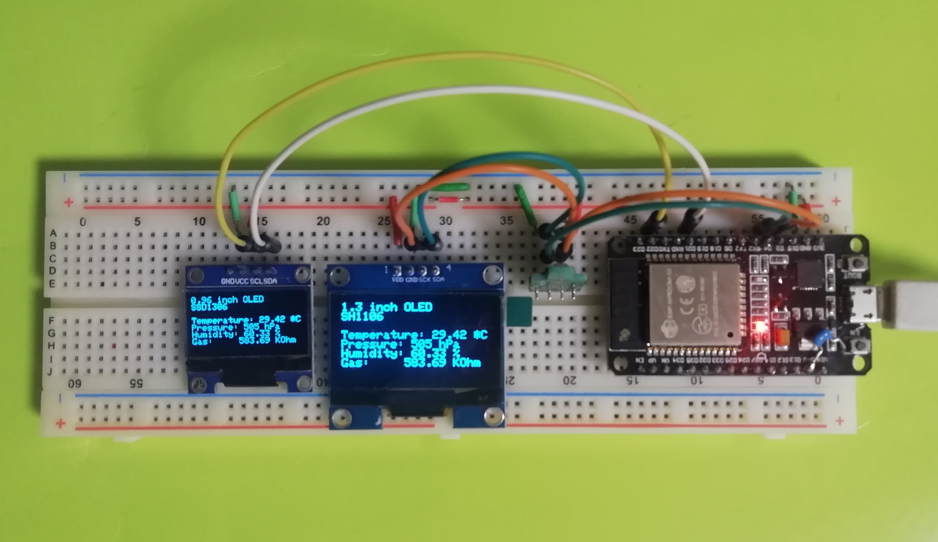 大きく見易い1.3インチ OLED (SH1106)と、ESP32の別I2Cで0.96インチにも表示する #Arduino - Qiita
