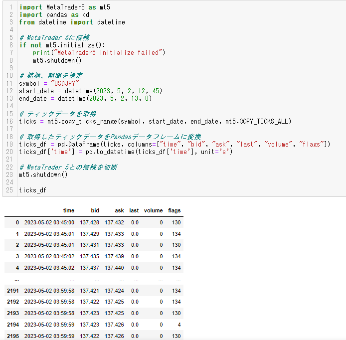 MT5 API(MetaTrader5モジュール)を使用して、Pythonから現在PCで起動しているMT5へ接続、操作する #Python - Qiita