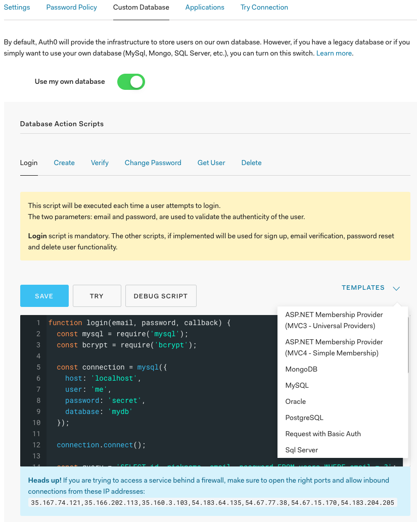 Auth0のCustom Database Connectionを使ってみる #Node.js - Qiita