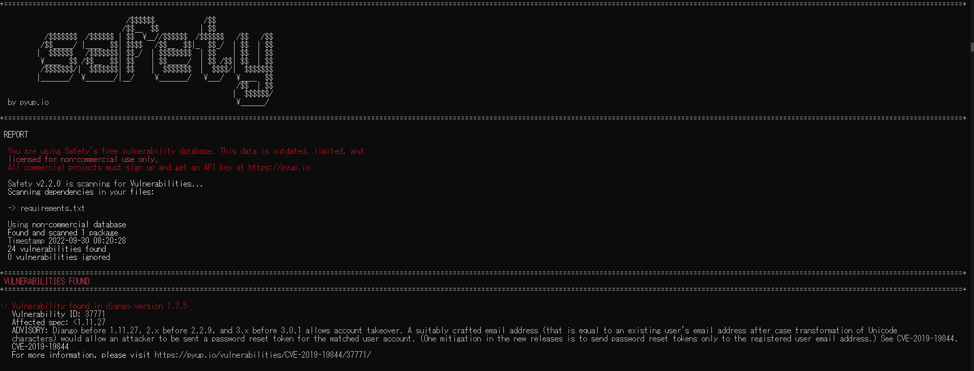 pythonのライブラリの脆弱性チェックをやってみた #Python - Qiita