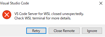 VS Code Server for WSL closed unexpectedly が出たときの対処 #VSCode - Qiita