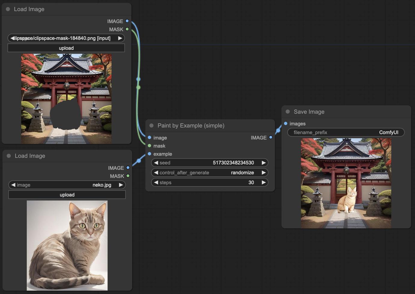 ComfyUIでpaint by exampleを実行するカスタムノードを自作して公開しました #Python - Qiita