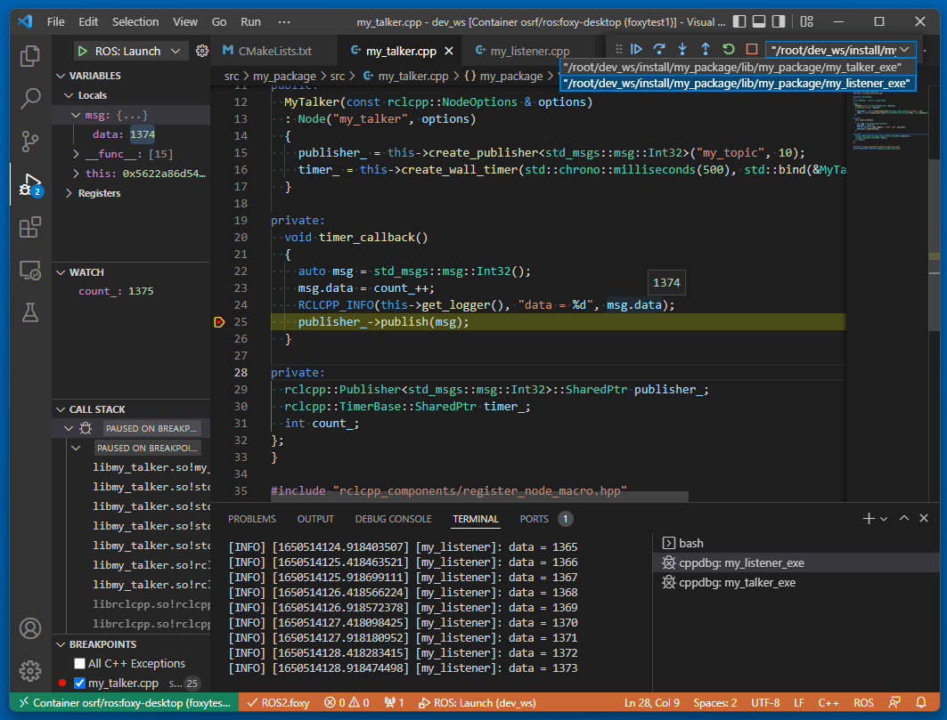 ROS2(rclcpp) + VSCode + Dockerのデバッグ付き開発環境 #C++ - Qiita