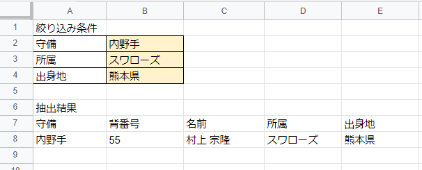 スプレッドシートでフィルタ機能を使わずに絞り込みを行う #spreadsheet - Qiita