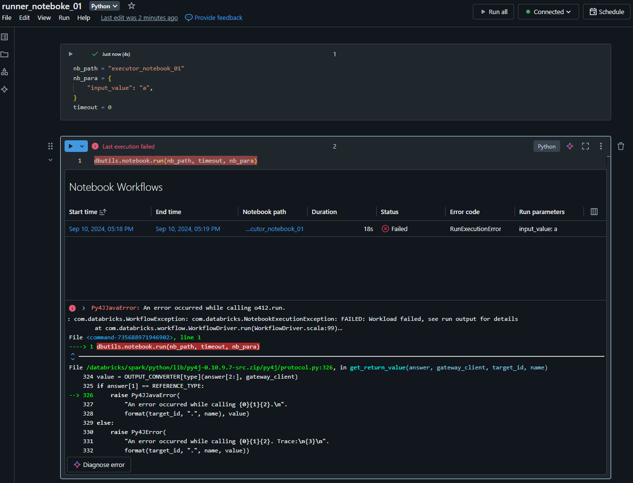 Databricks にて dbutils.notebook.run 実行時のエラー調査方法 #Python - Qiita