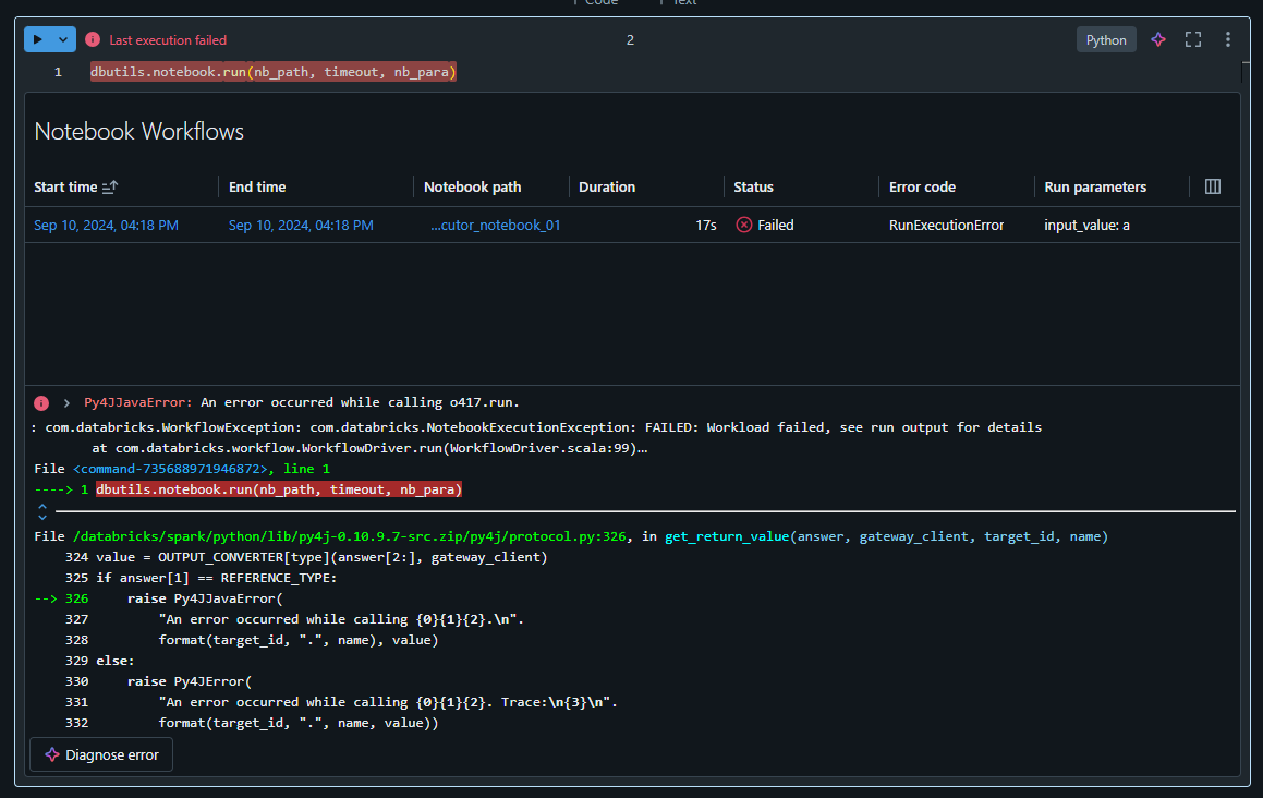 Databricks にて dbutils.notebook.run 実行時のエラー調査方法 #Python - Qiita