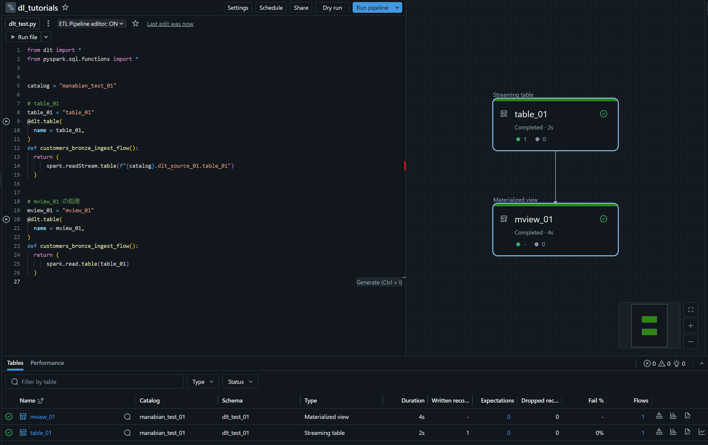 Databricks DLT にて定義した Streaming table と Materialized view に対する Databricks SQL による REFRESH 操作の実施 ...