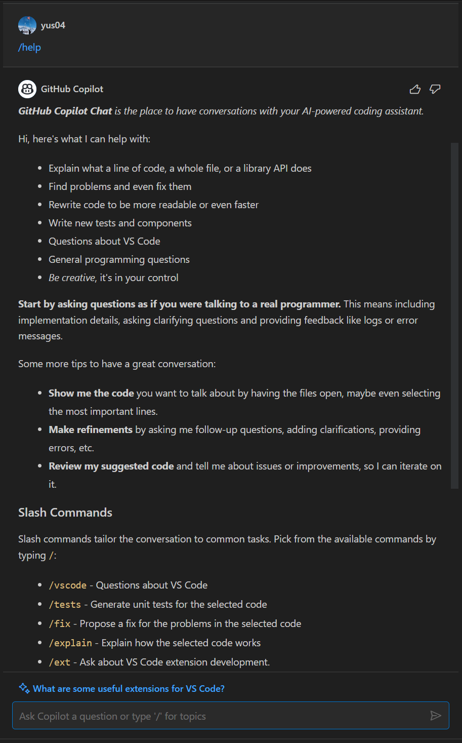 GitHub Copilot chatの始め方と使い方をまとめた #VSCode - Qiita