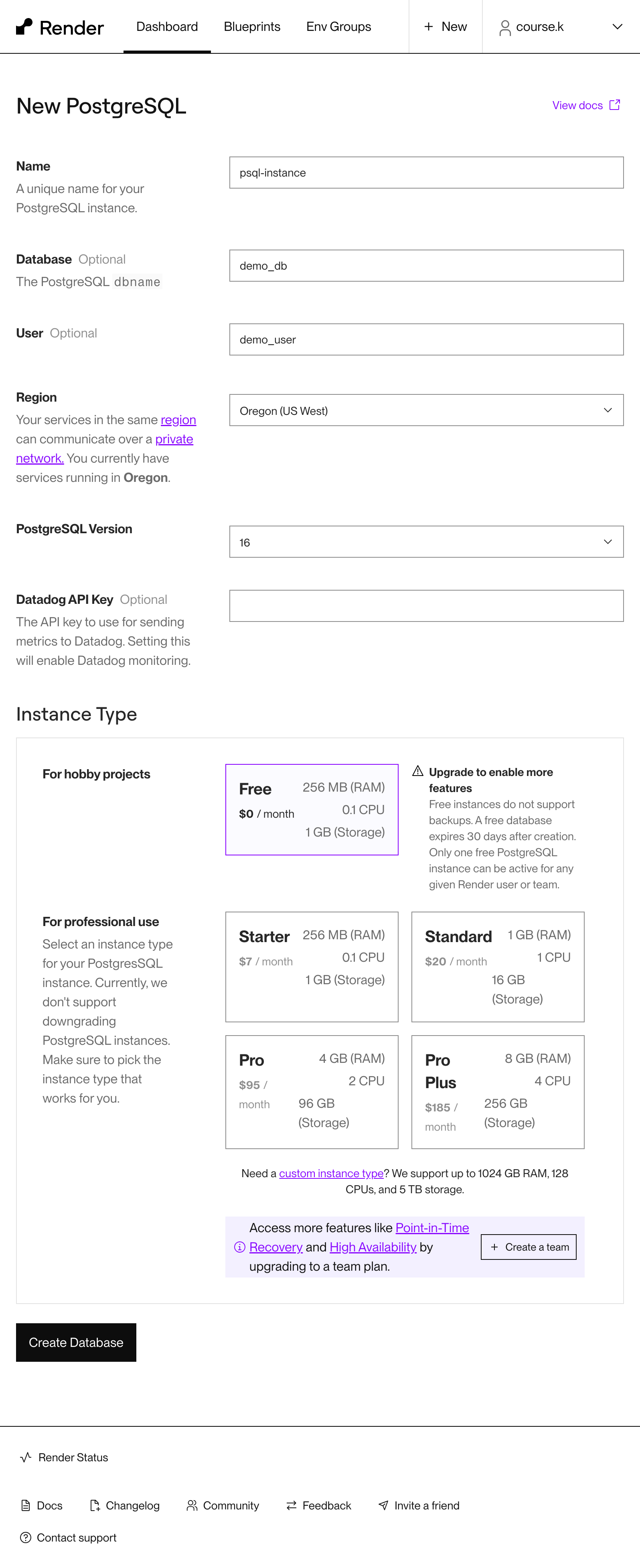 てがるにDB構築：RenderでPostgreSQL環境を作る #render - Qiita