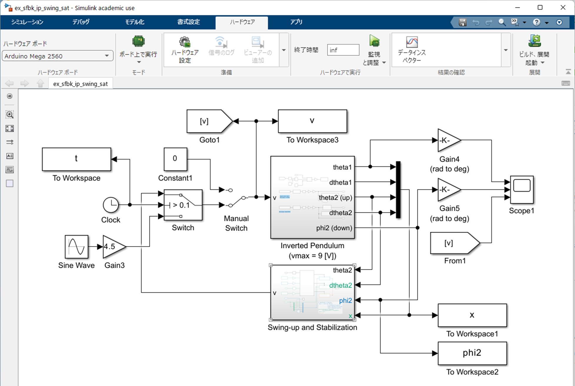 Simulink の分岐処理を利用して『回転型 LEGO 倒立振子』を振り上げ安定化！ #Arduino - Qiita