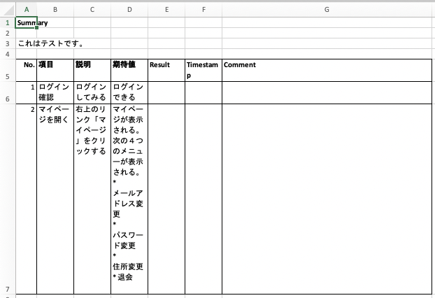 テスト仕様書をGitで管理する: MarkdownからExcelを作る #テストシナリオ - Qiita