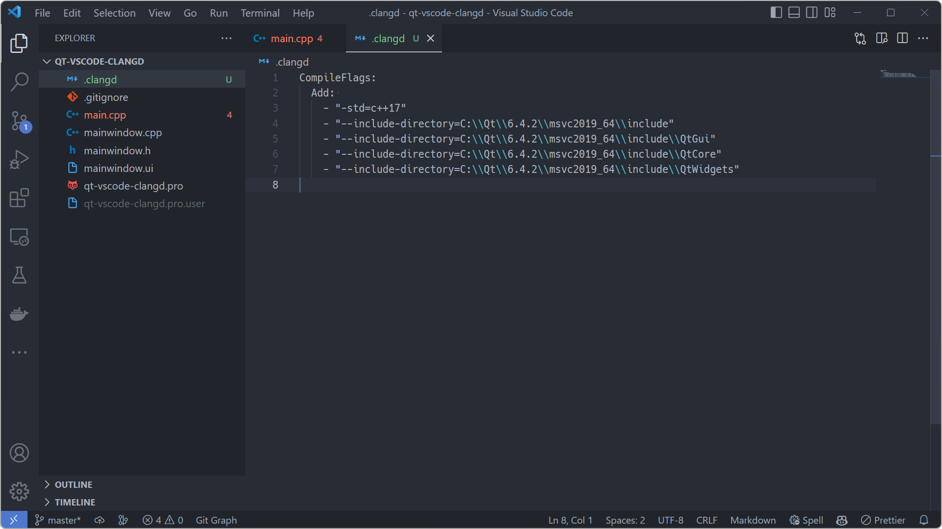 Qt WidgetsプロジェクトでVisual Studio Codeのclangdの補完機能を有効にする方法 #VSCode - Qiita