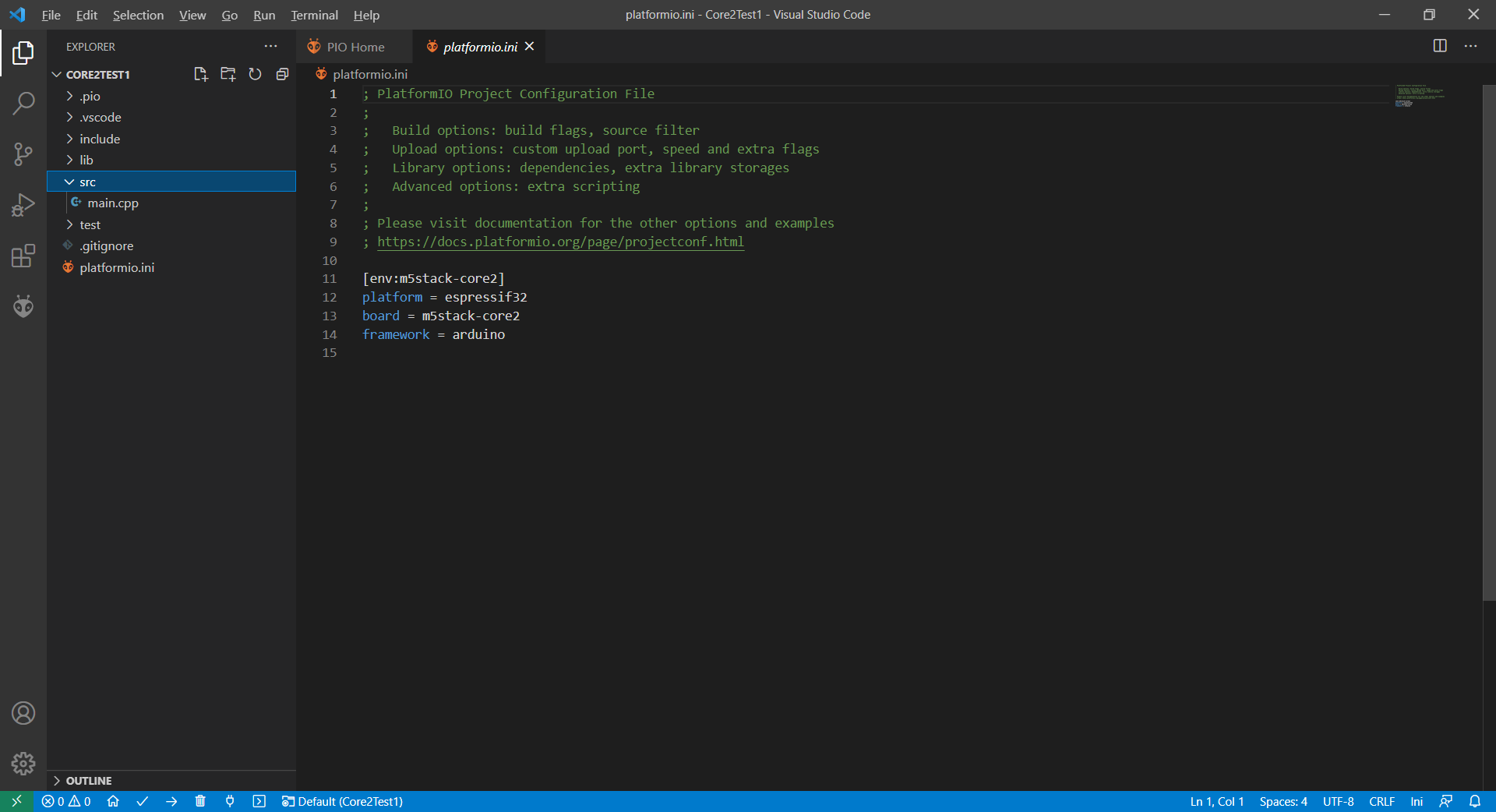 VSCodeとPlatformIOでM5Stack Core2開発 #M5stack - Qiita