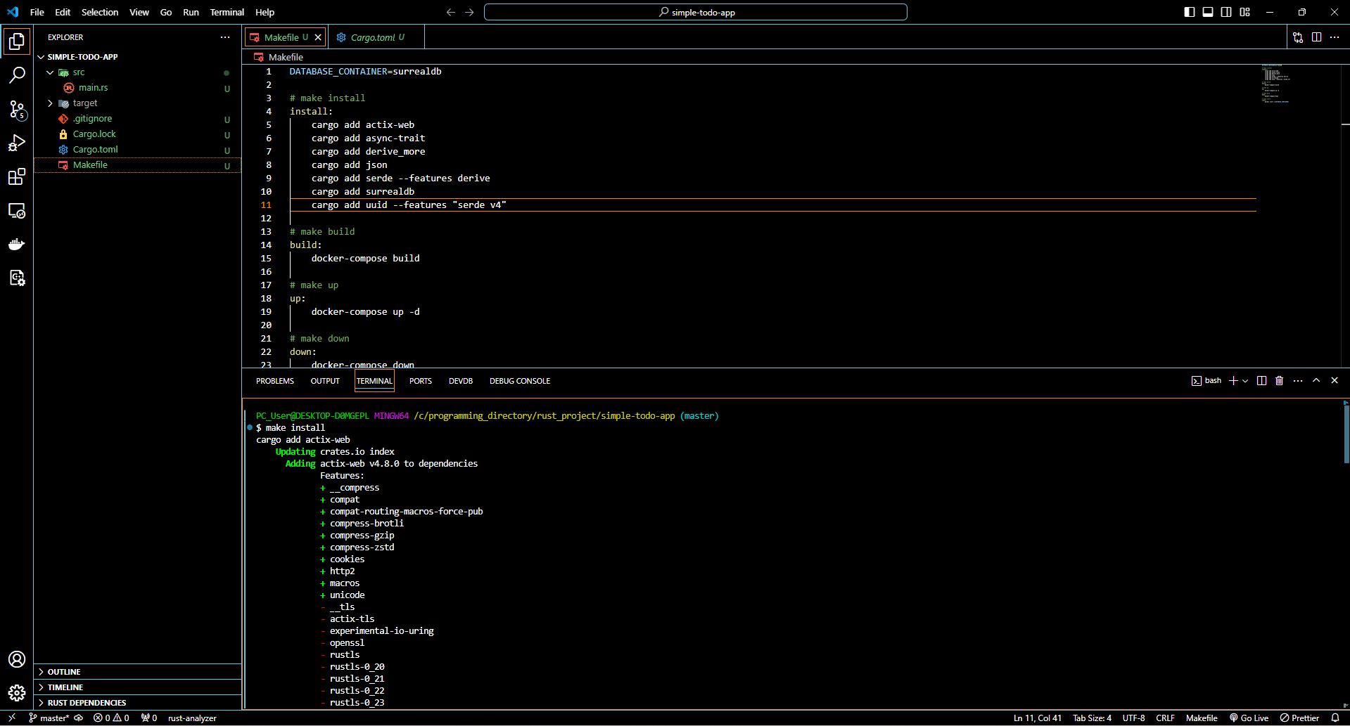 Windows11環境でMakefileを使ってmakeコマンドを実行する方法 + 実例 (Docker) #chocolatey - Qiita