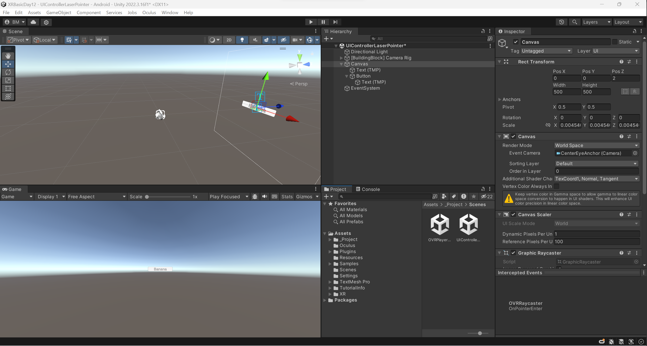 Meta XR Core SDKを利用して、Unity GUIをコントローラーからのレーザーで操作する #VR - Qiita