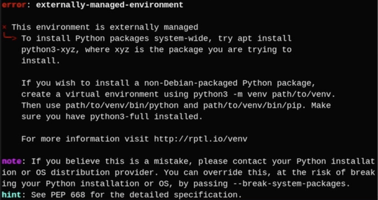 ラズパイに怒られた話【error: externally-managed-environment】 #Python3 - Qiita