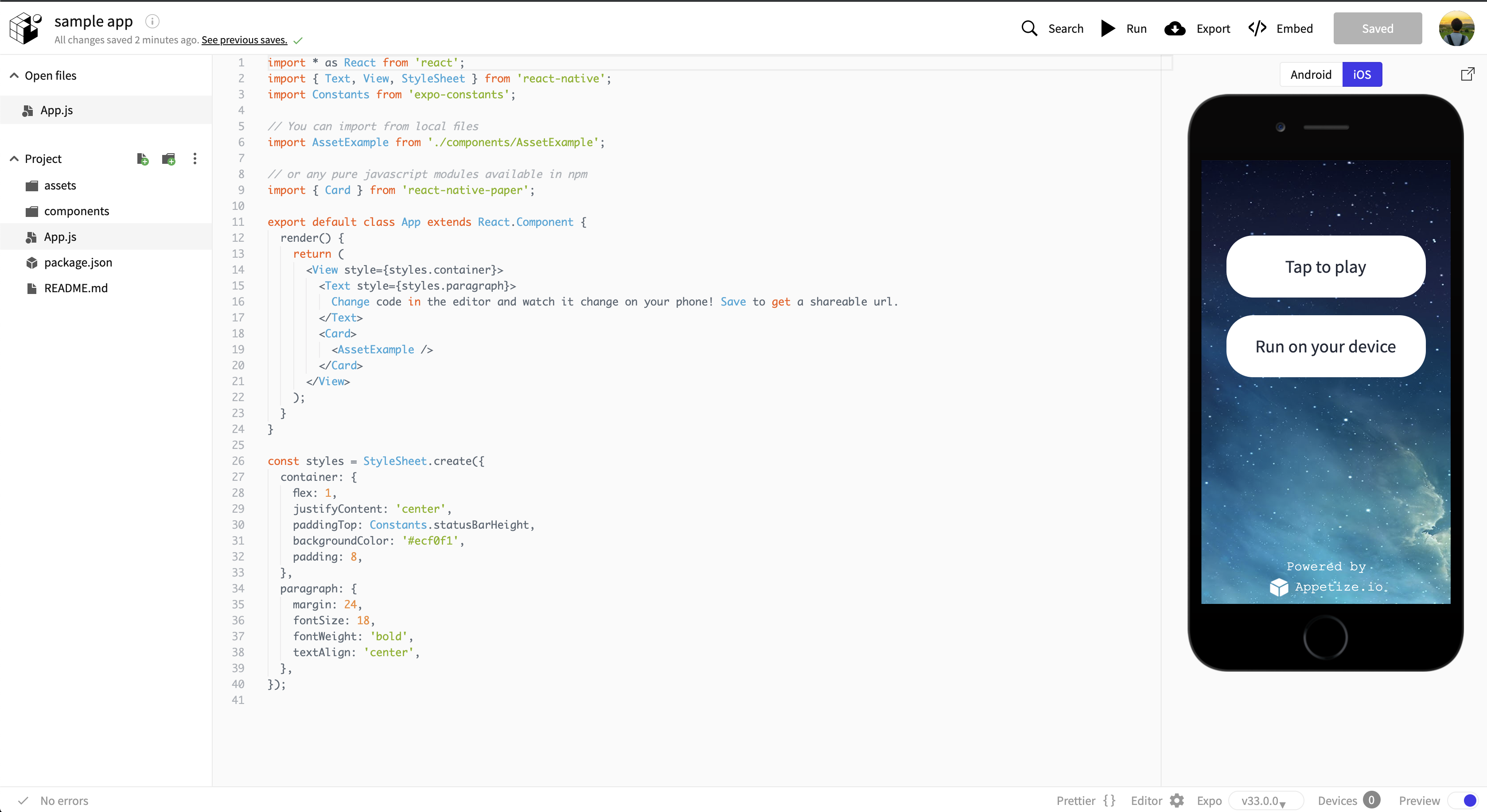 React Nativeを簡単に利用できるexpo Snackでスマホアプリを作ってみる Reactnative Qiita
