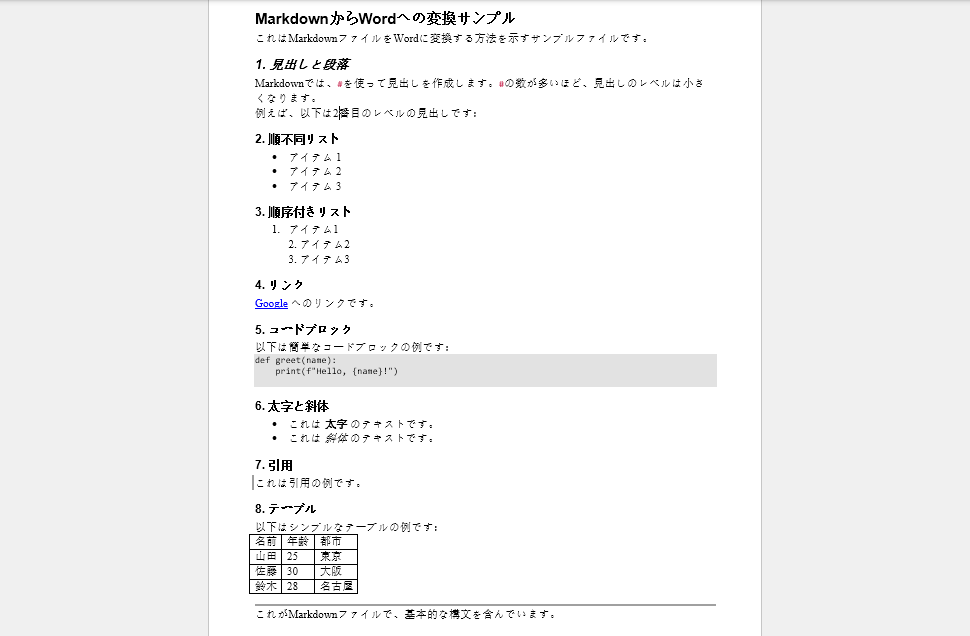 PythonでMarkdownファイルをWordドキュメントに変換する方法 #文書作成 - Qiita