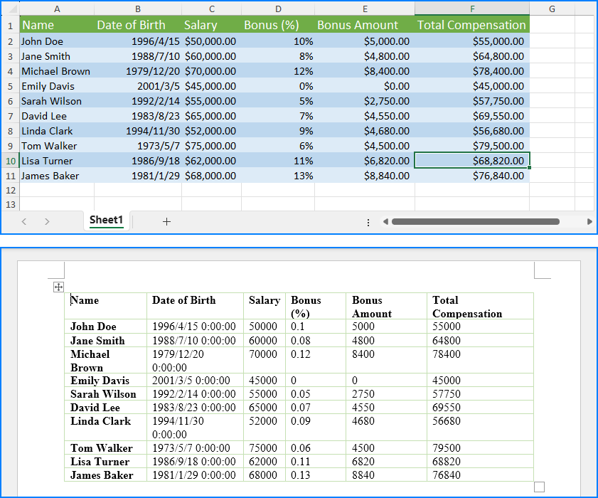 Pythonを使用してExcel表をWord文書に挿入する #テーブル - Qiita
