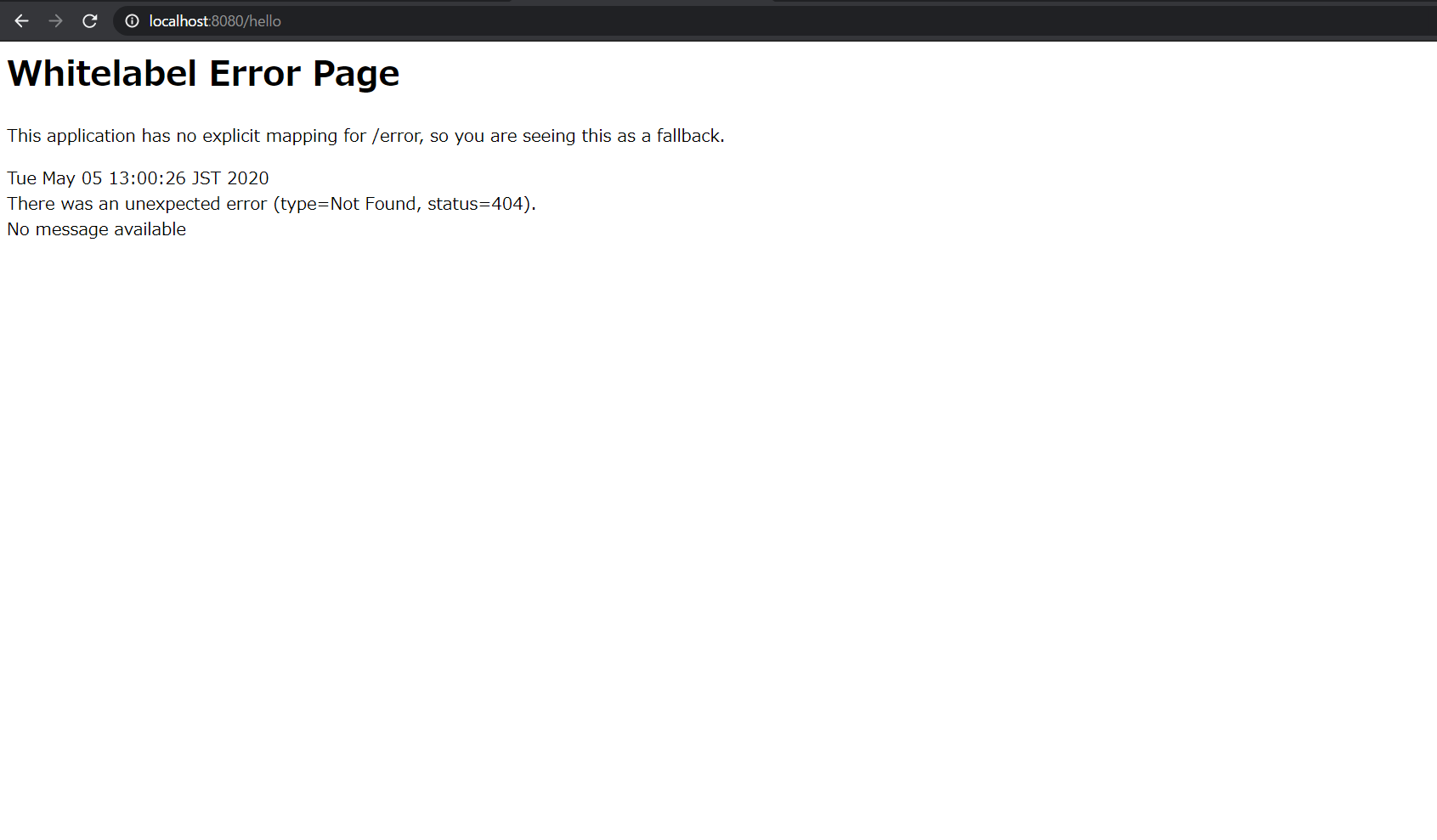 Whitelabel Error Pageの解決方法 #SpringBoot - Qiita