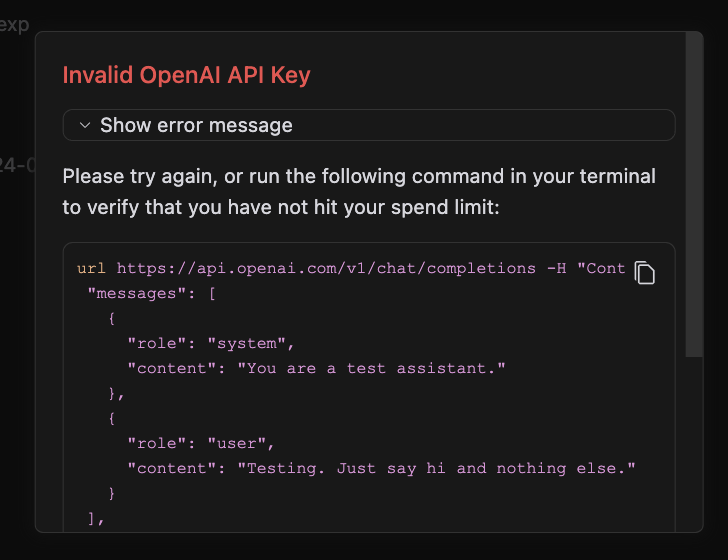 【Cursorエディタ】OpenAI API Key認証で「Invalid OpenAI API Key」エラー。有料枠への支払い設定移行で解決（無料枠が終了していた） #cursor - Qiita