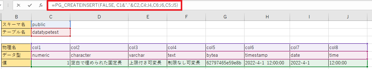 ExcelからINSERT文を生成するアドインを作ってみた #SQL - Qiita