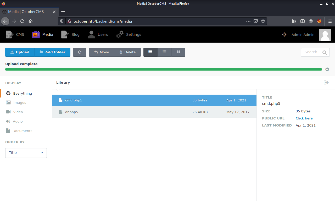 【HackTheBox】October - Walkthrough - #Security - Qiita