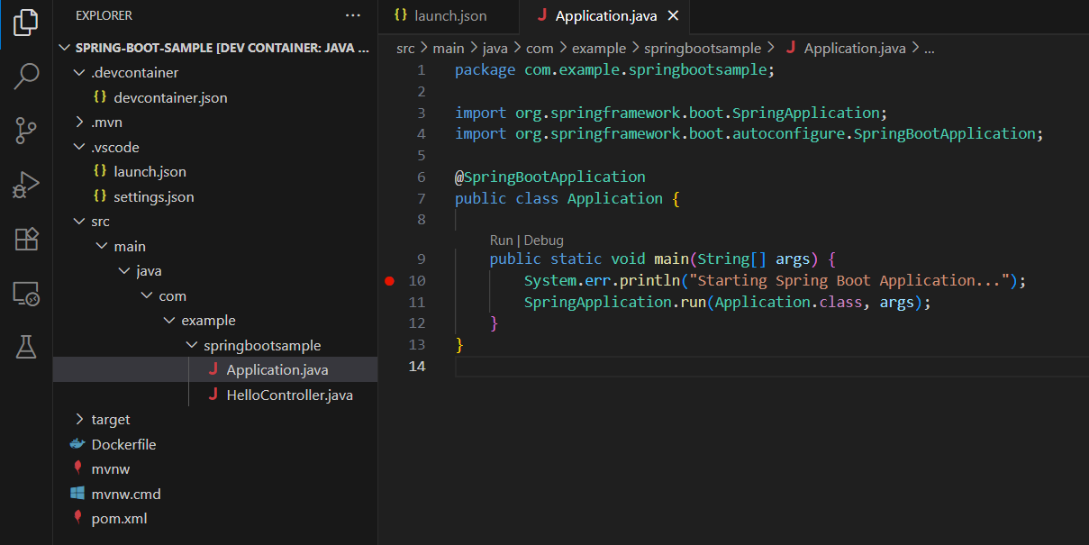 Mavenで管理したSpring BootプロジェクトをDevcontainerで動かしてデバッグしてみる #Docker - Qiita