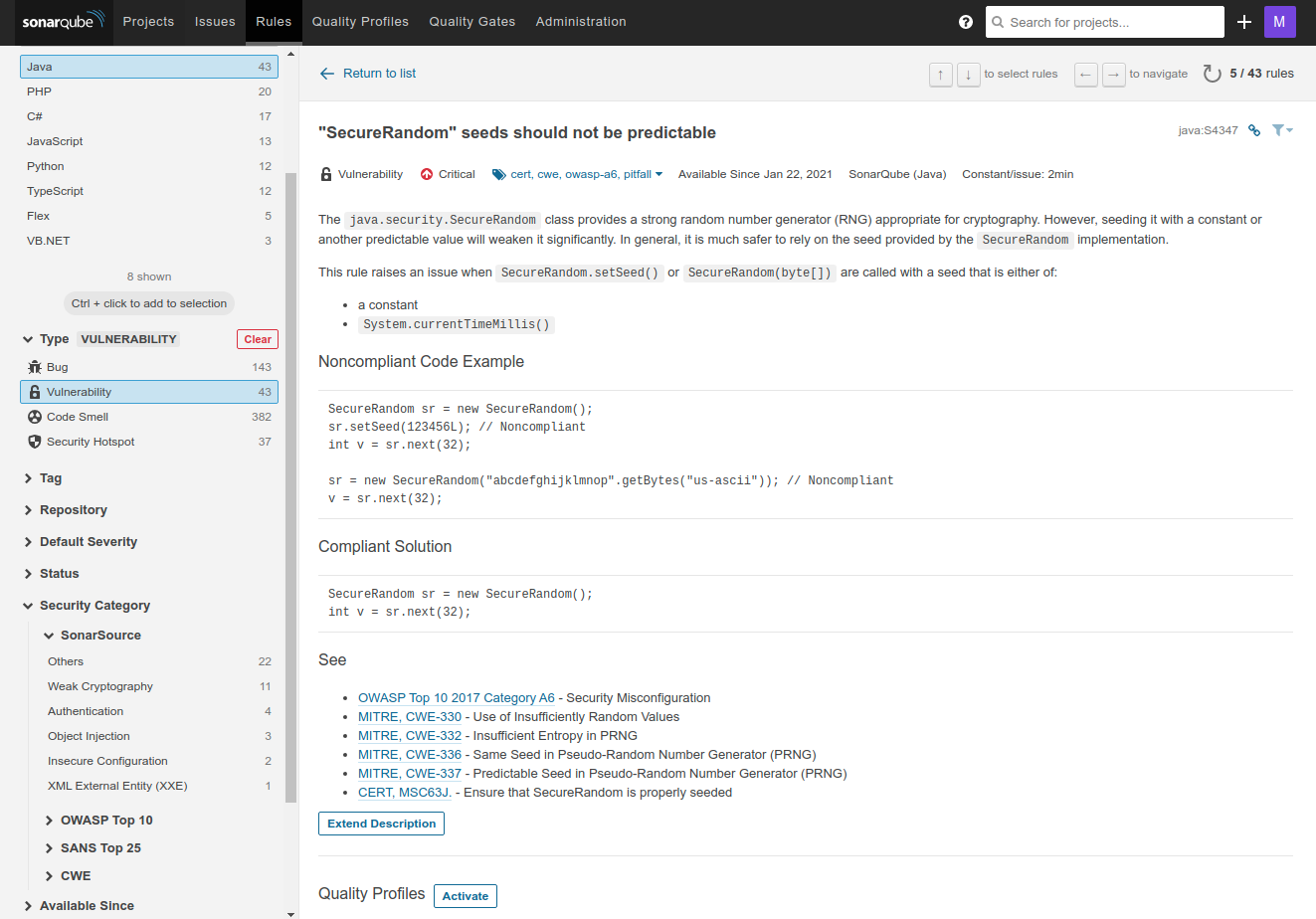 SonarQube（Java）の、ルールの出典を確認したい #Java - Qiita
