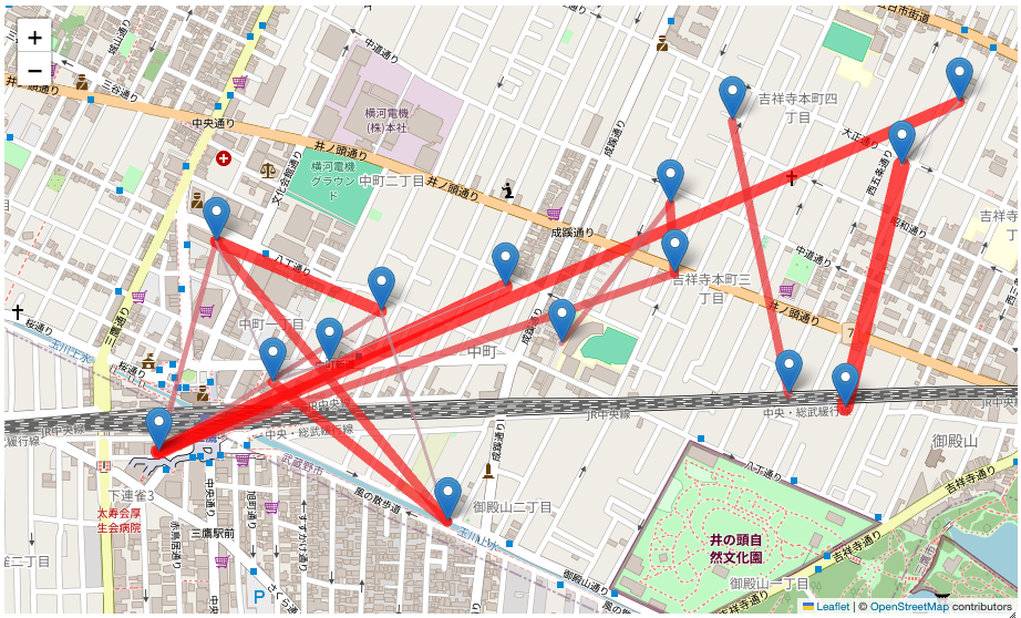 NetworkXとfoliumを用いた位置情報ネットワークの分析 #Python - Qiita