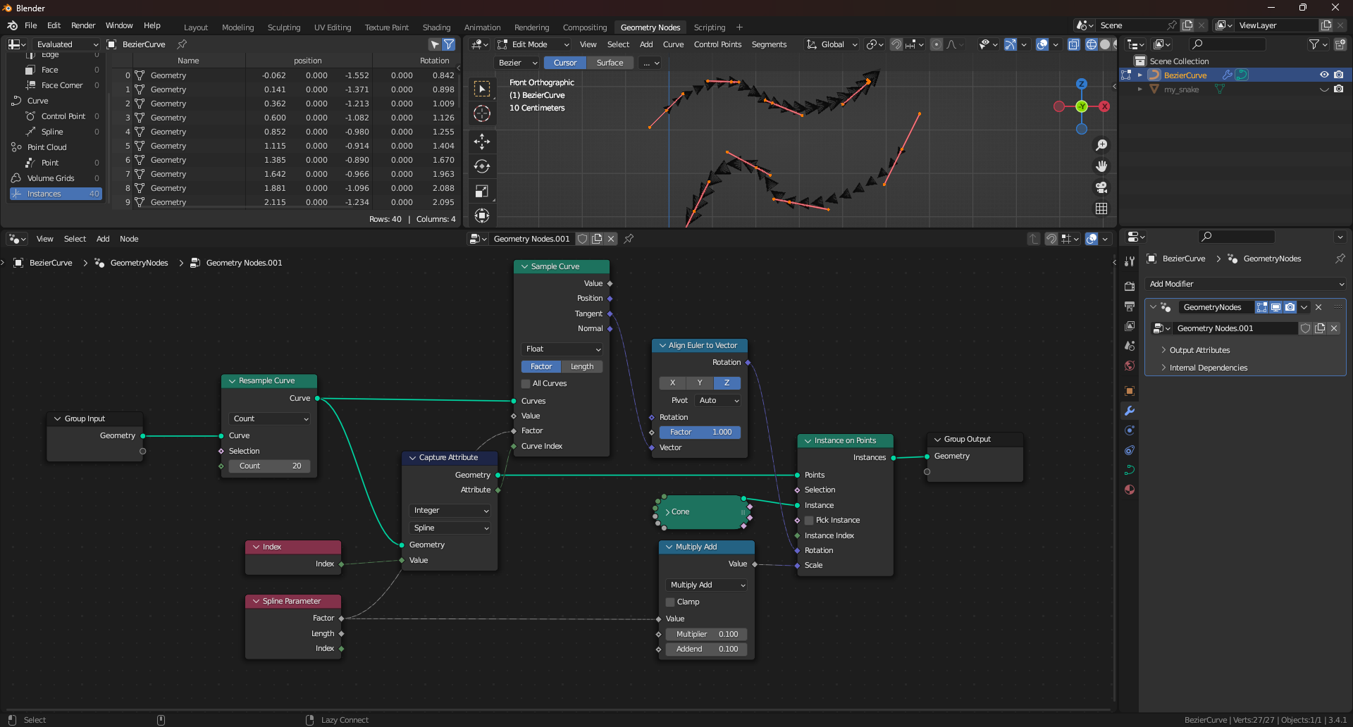 【blender】Geometry Nodesでカーブに沿ってメッシュを変形 #Blender - Qiita