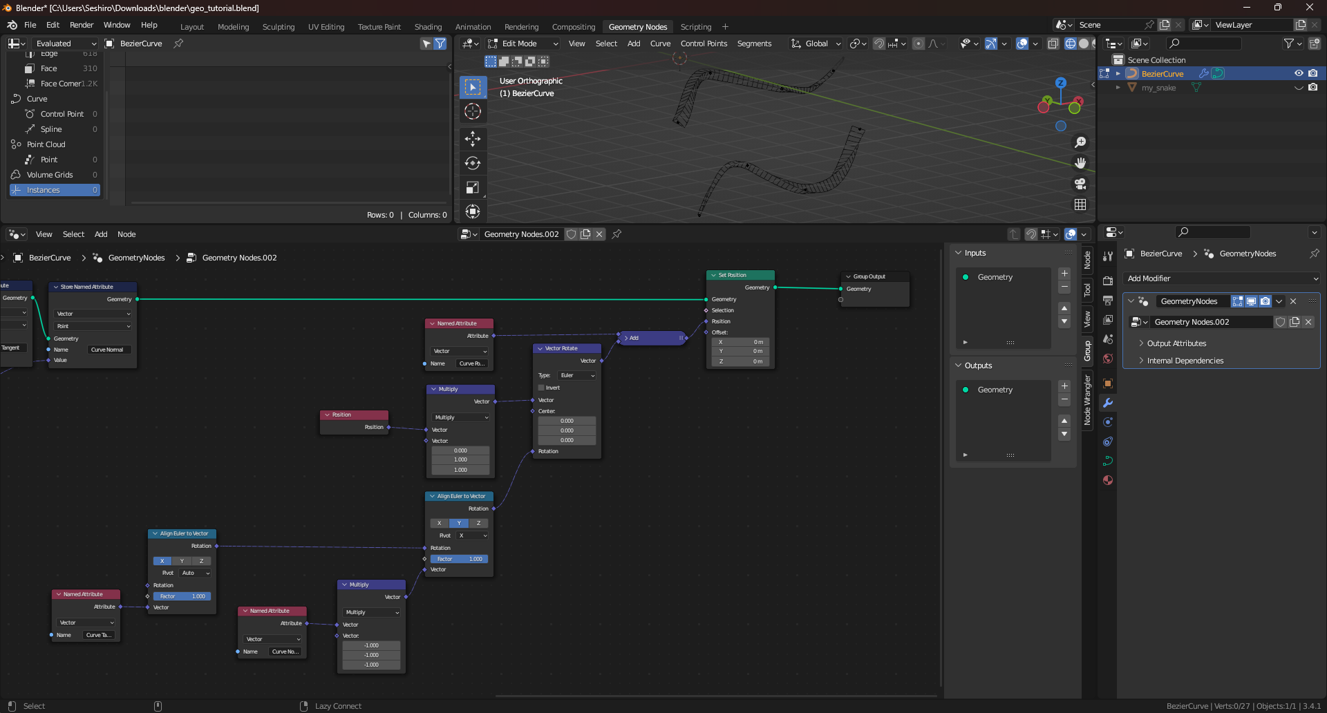 【blender】Geometry Nodesでカーブに沿ってメッシュを変形 #Blender - Qiita