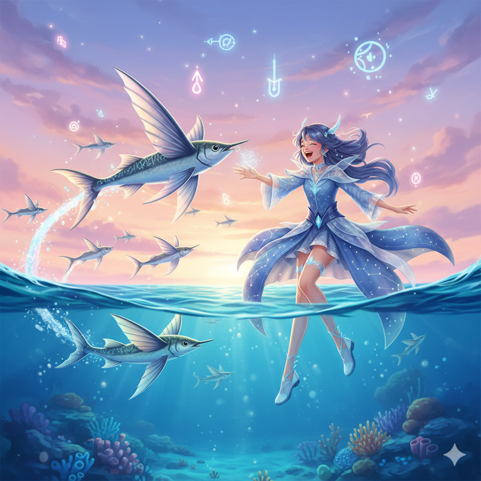 Geminiでトビウオと遊ぶ魔法少女を描いてみた。 #Gemini - Qiita