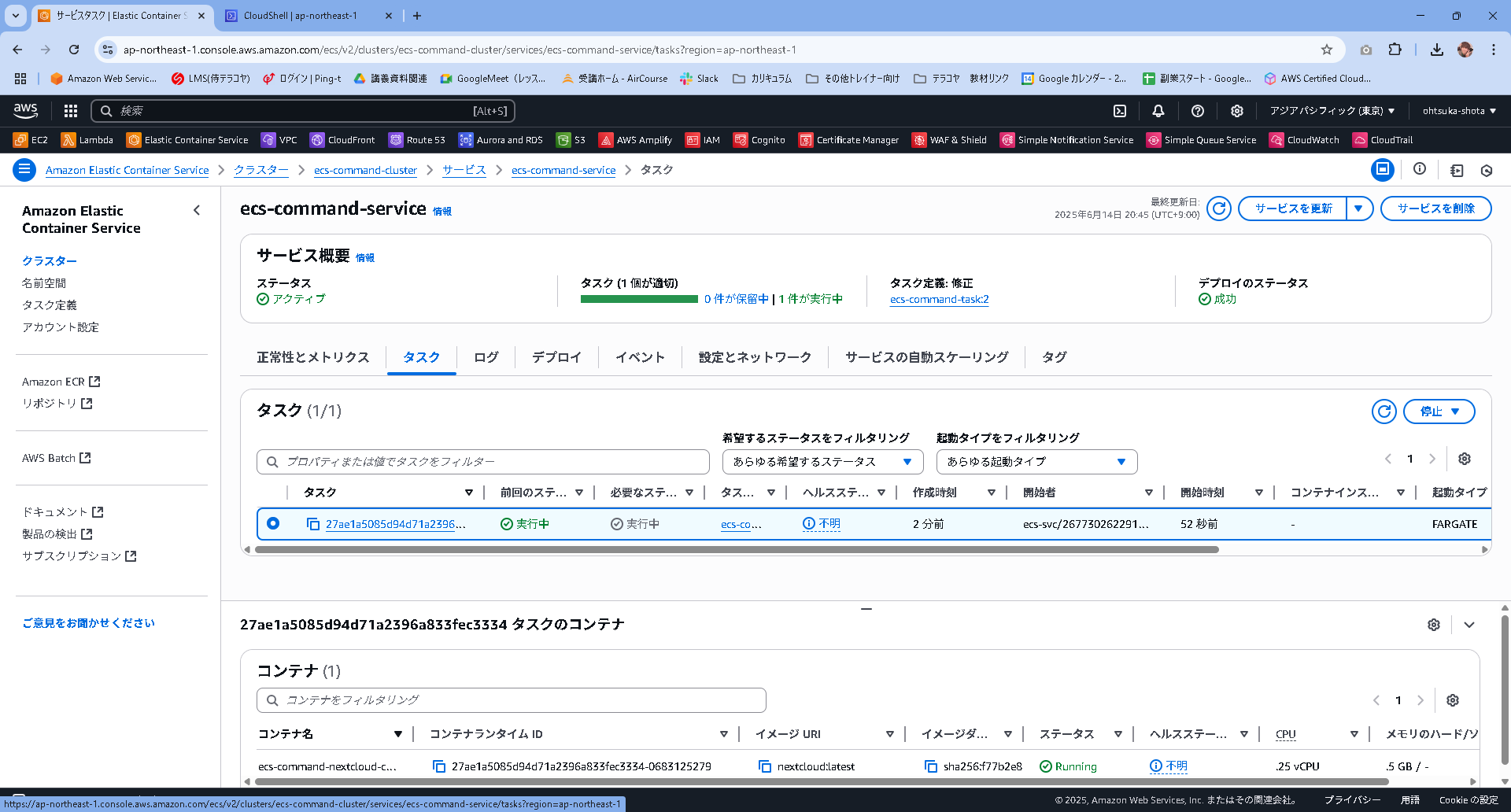 AWS ECSをコマンド操作してみるよ #CloudShell - Qiita